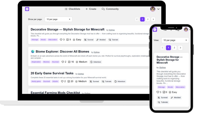 Checkraft – Minecraft Checklists & Challenges
